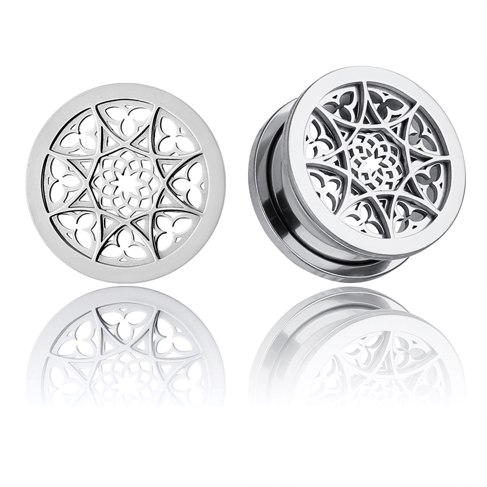 LADEMAYH Hollow Design Ear Plugs Tunnels Gauges for Women & Men, Floral ...