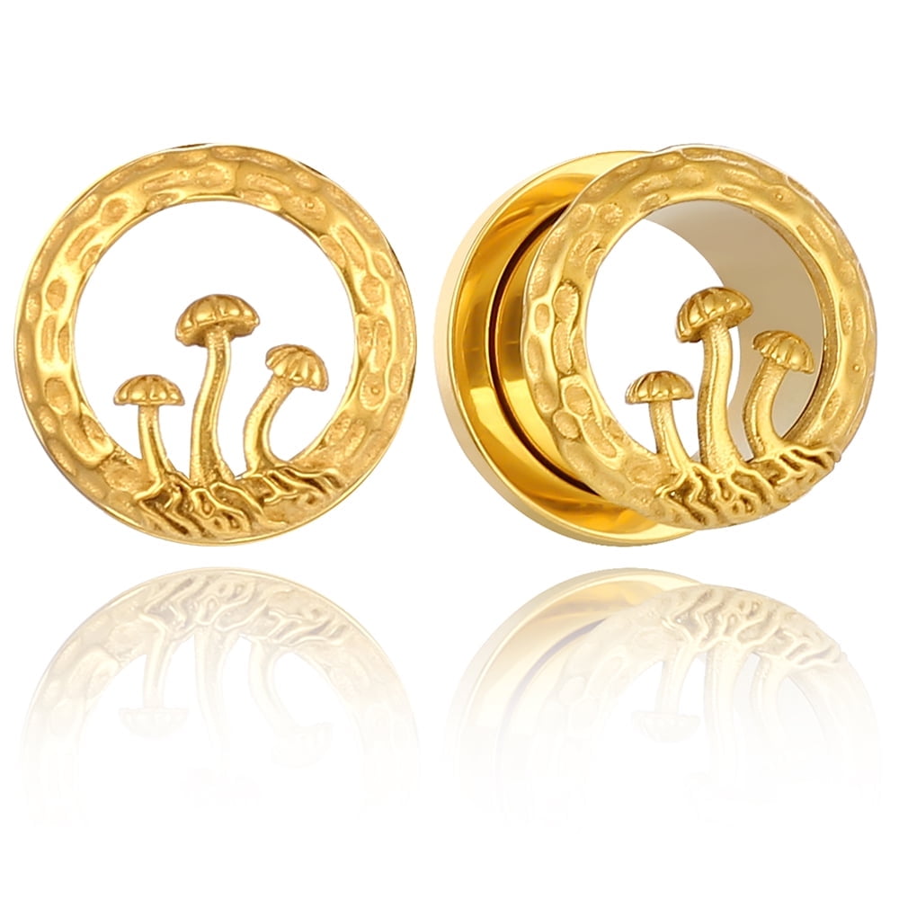 LADEMAYH Mushroom Design Ear Plugs Tunnels Gauges for Stretched Ears ...
