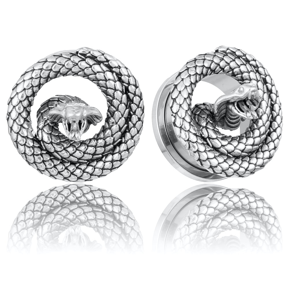 LADEMAYH Unique Snake Surgical 316L Stainless Steel Ear Plugs Tunnels ...
