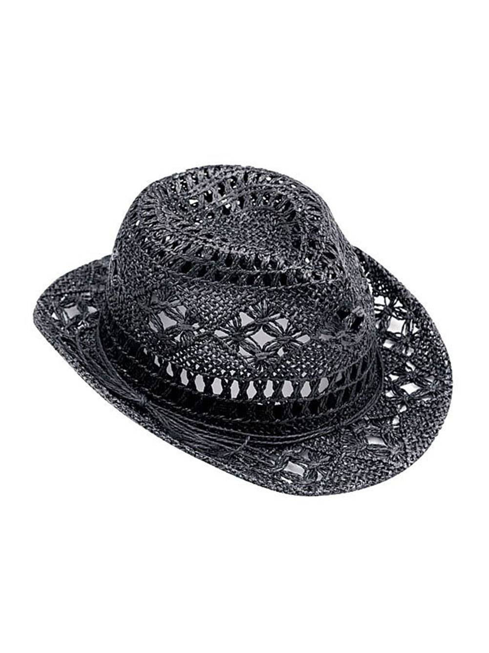 LADIES' TOYO JACQUARD FEDORA HAT, Black - Walmart.com