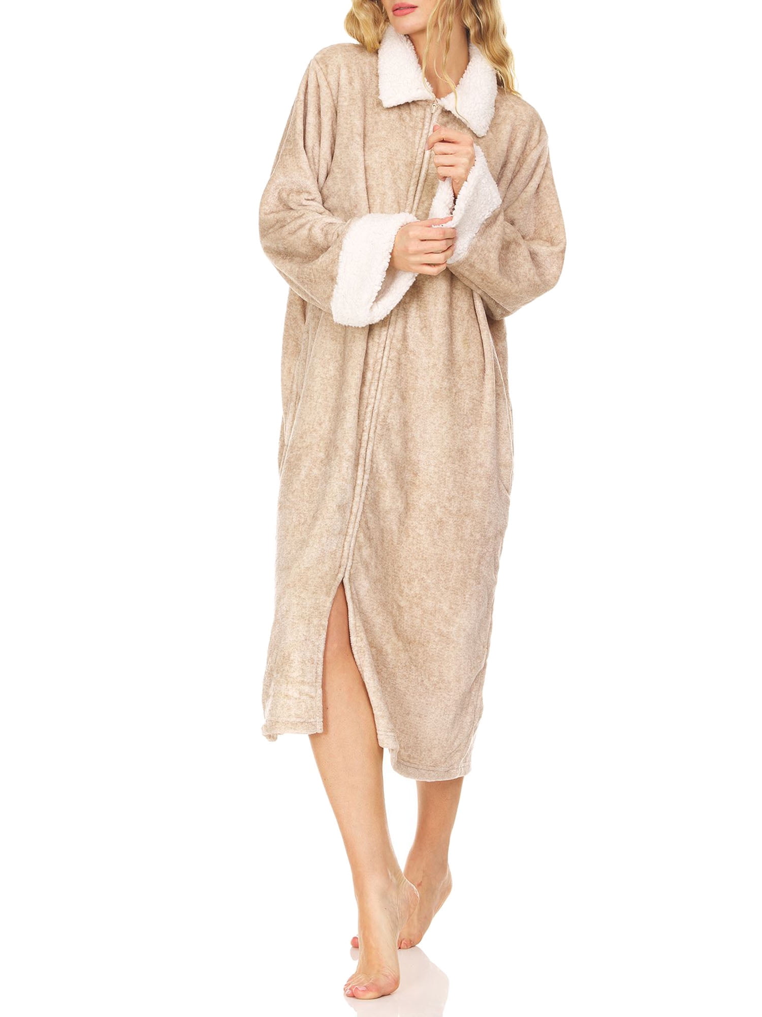 LADIES ZIP UP PLUSH ROBE - Walmart.com