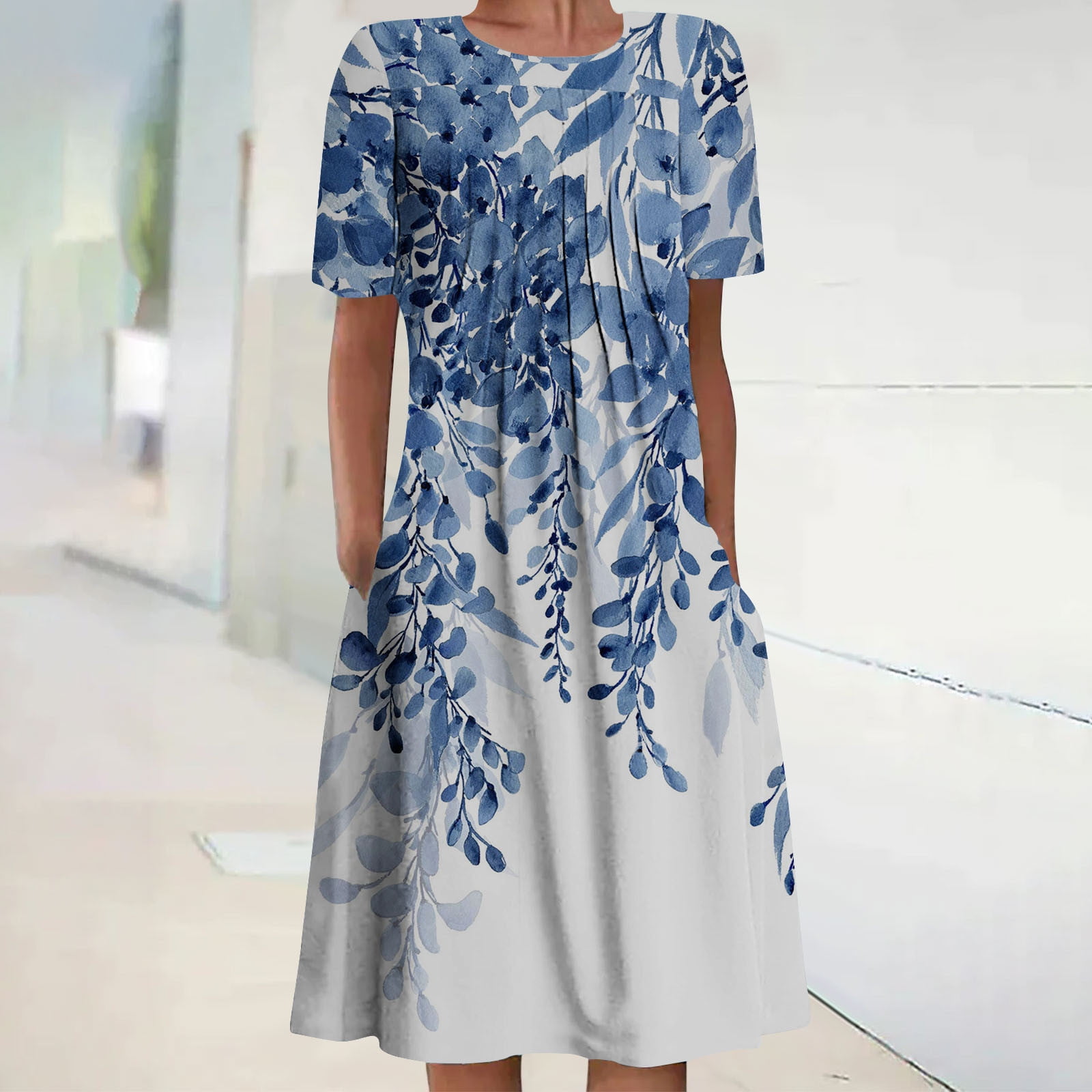 Ladigasu Dresses For Women 2024 Summer Beach Casual Tshirt Dress Floral