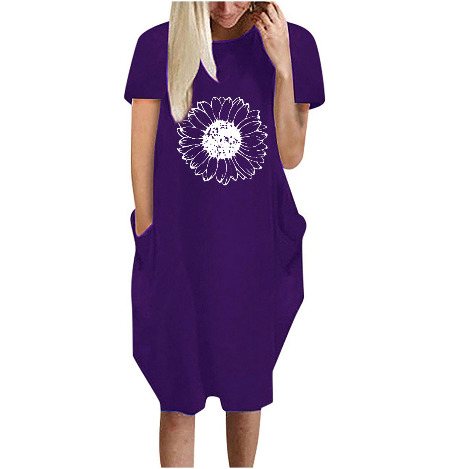 Ladigasu Dresses For Women 2024 Womens Womens Casual Loose Sunflower