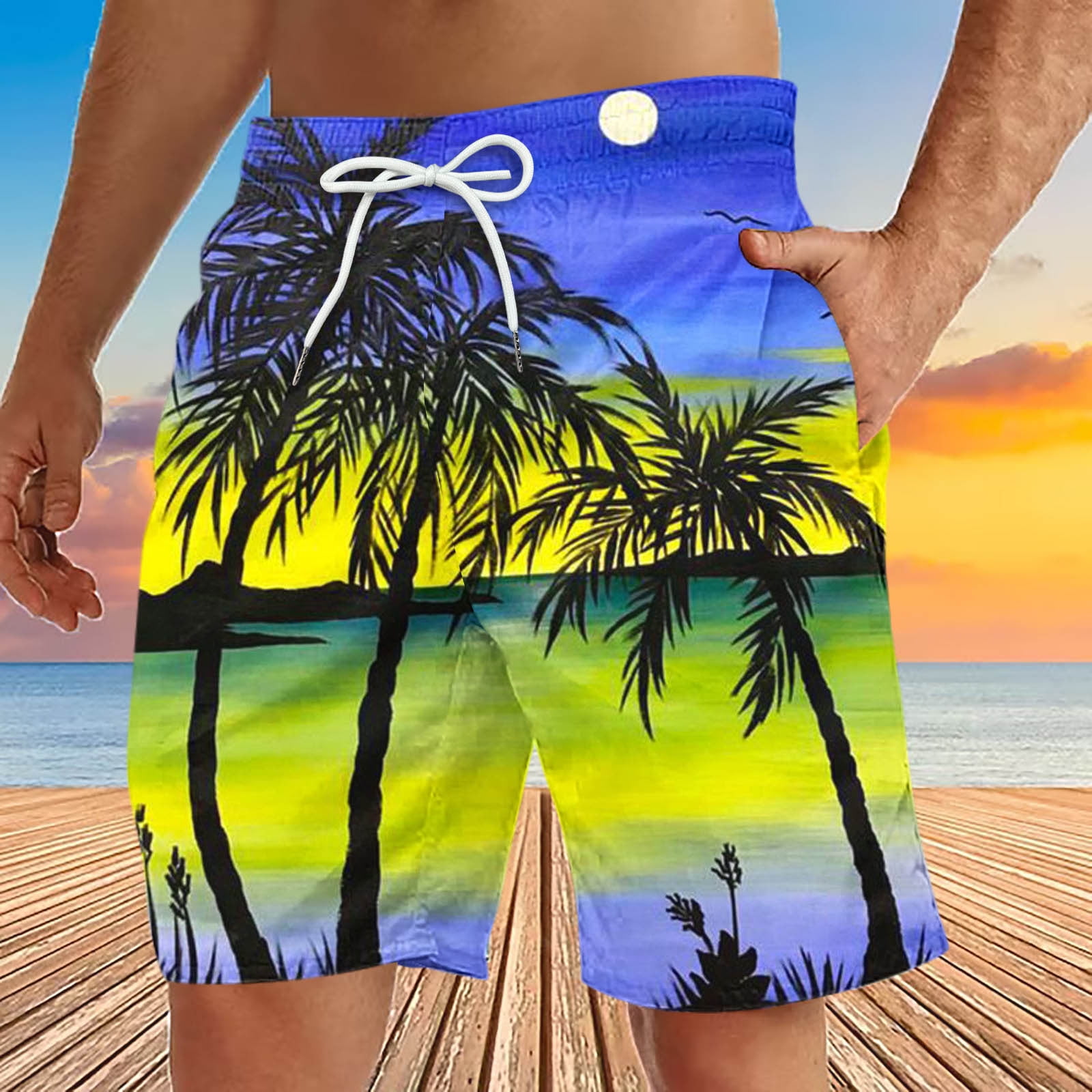 Ladigasu Mens Swim Trunks Quick Dry Beach Shorts Mesh Lining Swimwear