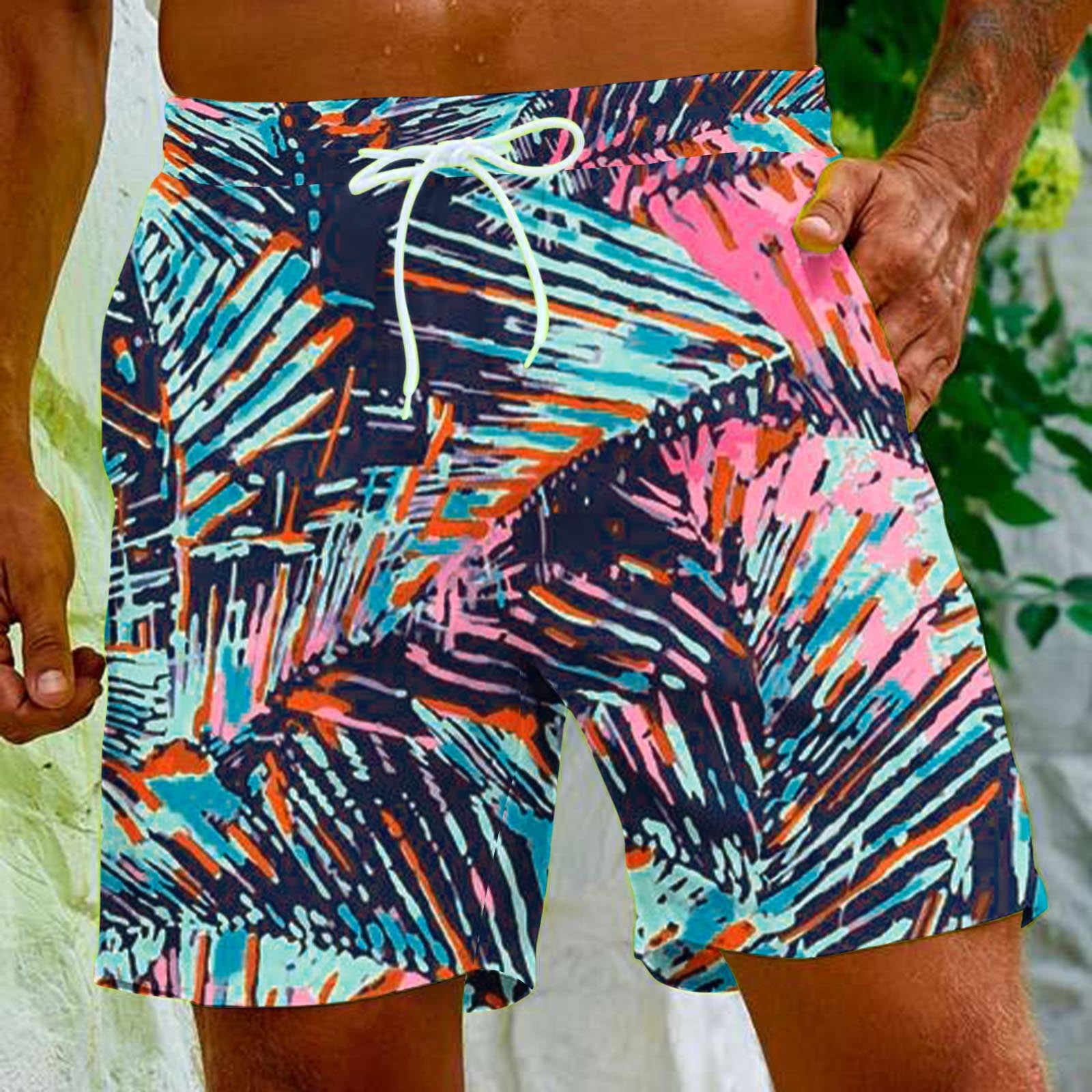 LADIGASU Mens Swim Trunks with Compression Liner Inseam Mens Bathing ...