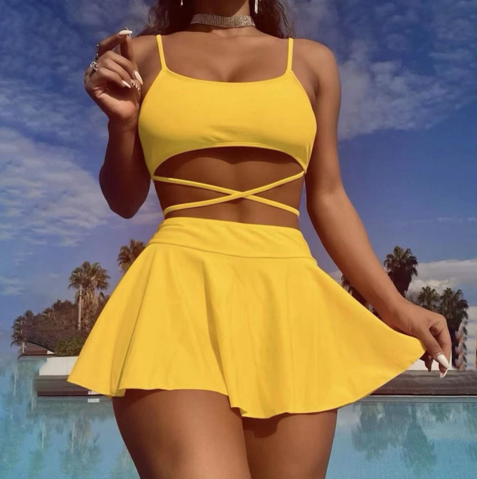 LADIGASU Swim Suits for Women 2025,Women's Solid Color Swimsuit ...