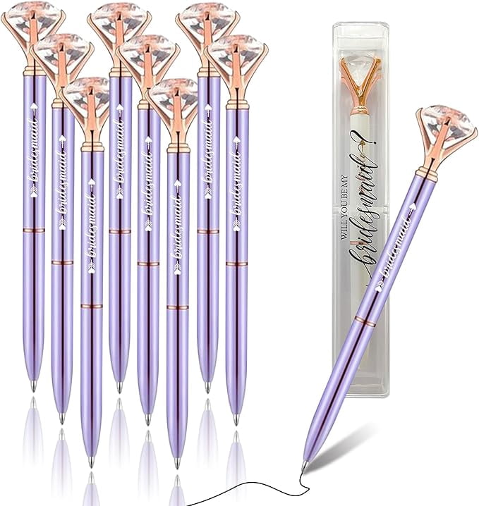 LADY&HOME 10 Pcs Bridesmaid Pens Large Diamond Pens Crystal Metal ...