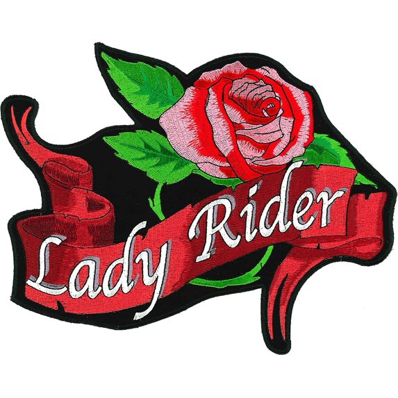LADY RIDER PATCH - The Embroidered Artwork Heat Sealed Backing Sew-On ...