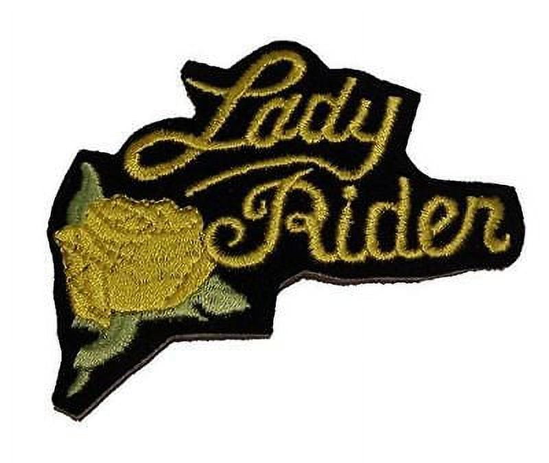LADY RIDER PATCH W/ YELLOW ROSE BIKER MOTORCYCLE MC VEST CUT WOMAN ...