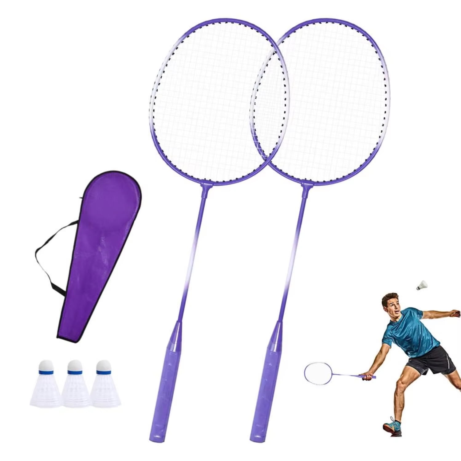 LAFANG Badminton Racquet Portable 2 Player Badminton Rackets Indoor ...
