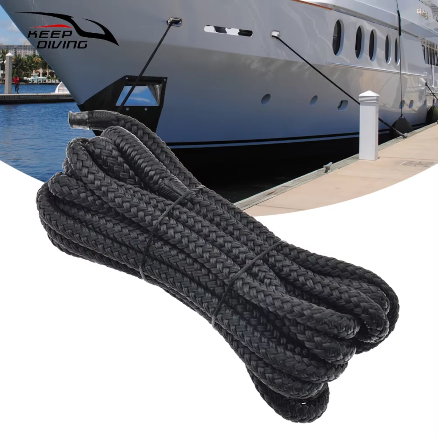 LAFANG Double Braid Dock Ropes Boats Nylon Docking Lines Mooring boat ...