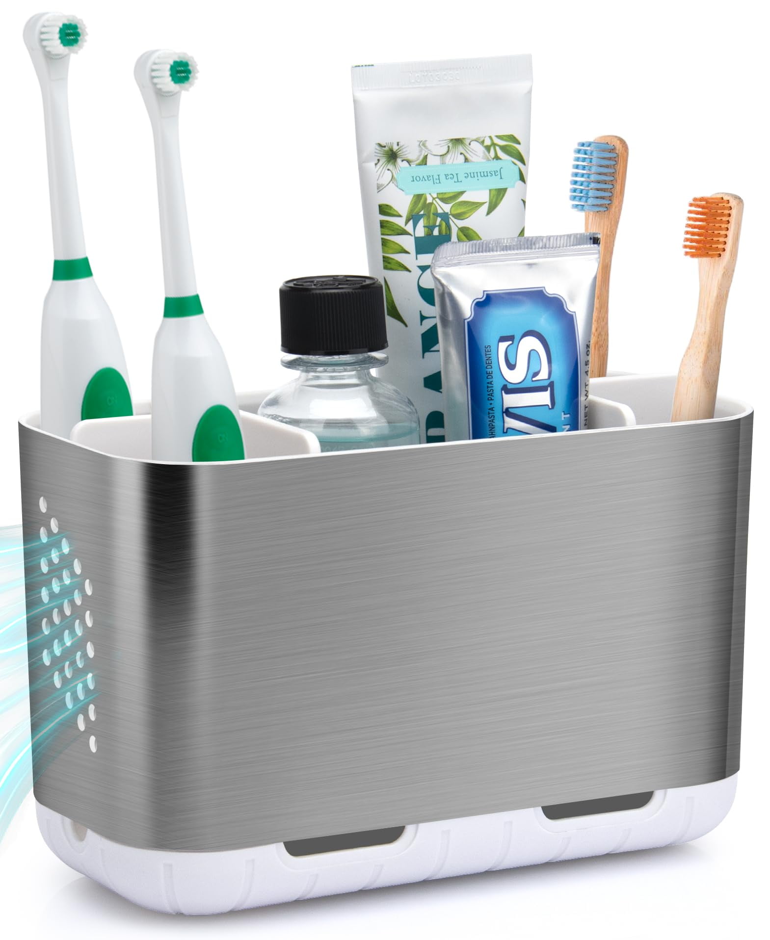 LAFARA Toothbrush Holders for Bathroom Organizer Countertop, Detachable ...