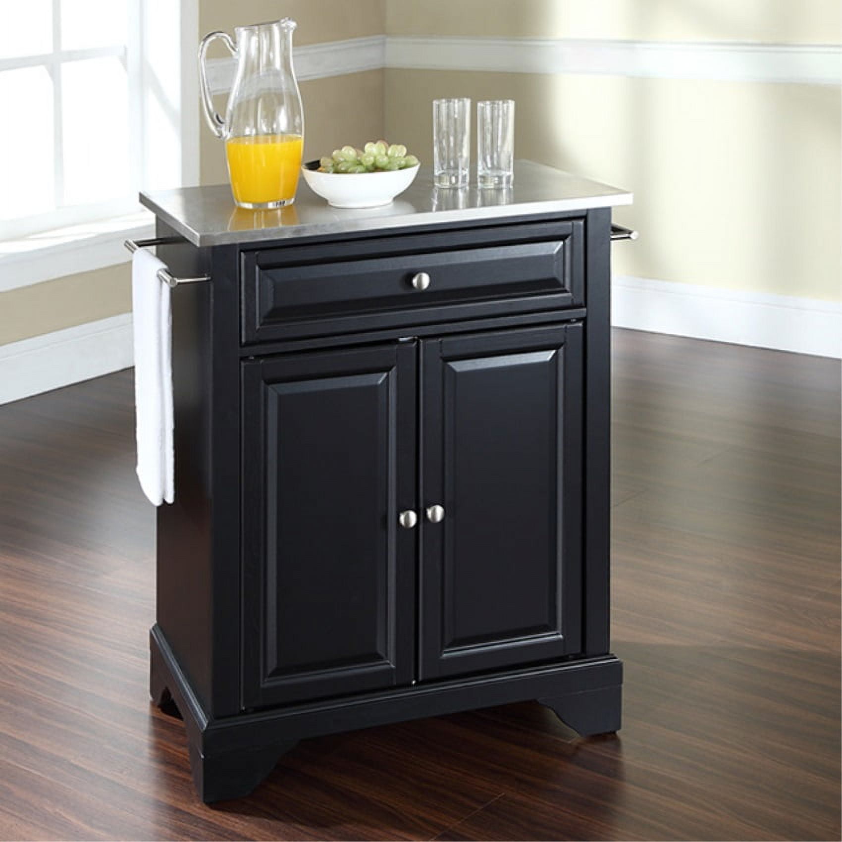 LAFAYETTE STAINLESS STEEL TOP PORTABLE KITCHEN ISLAND IN BLACK FINISH ...
