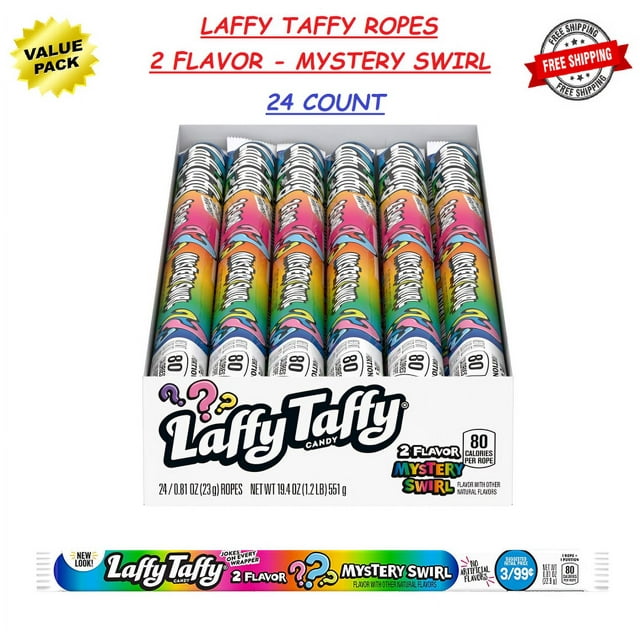 LAFFY TAFFY Ropes Candy, Mystery Swirl - 2 Flavor, 0.81-Ounce (Box of ...