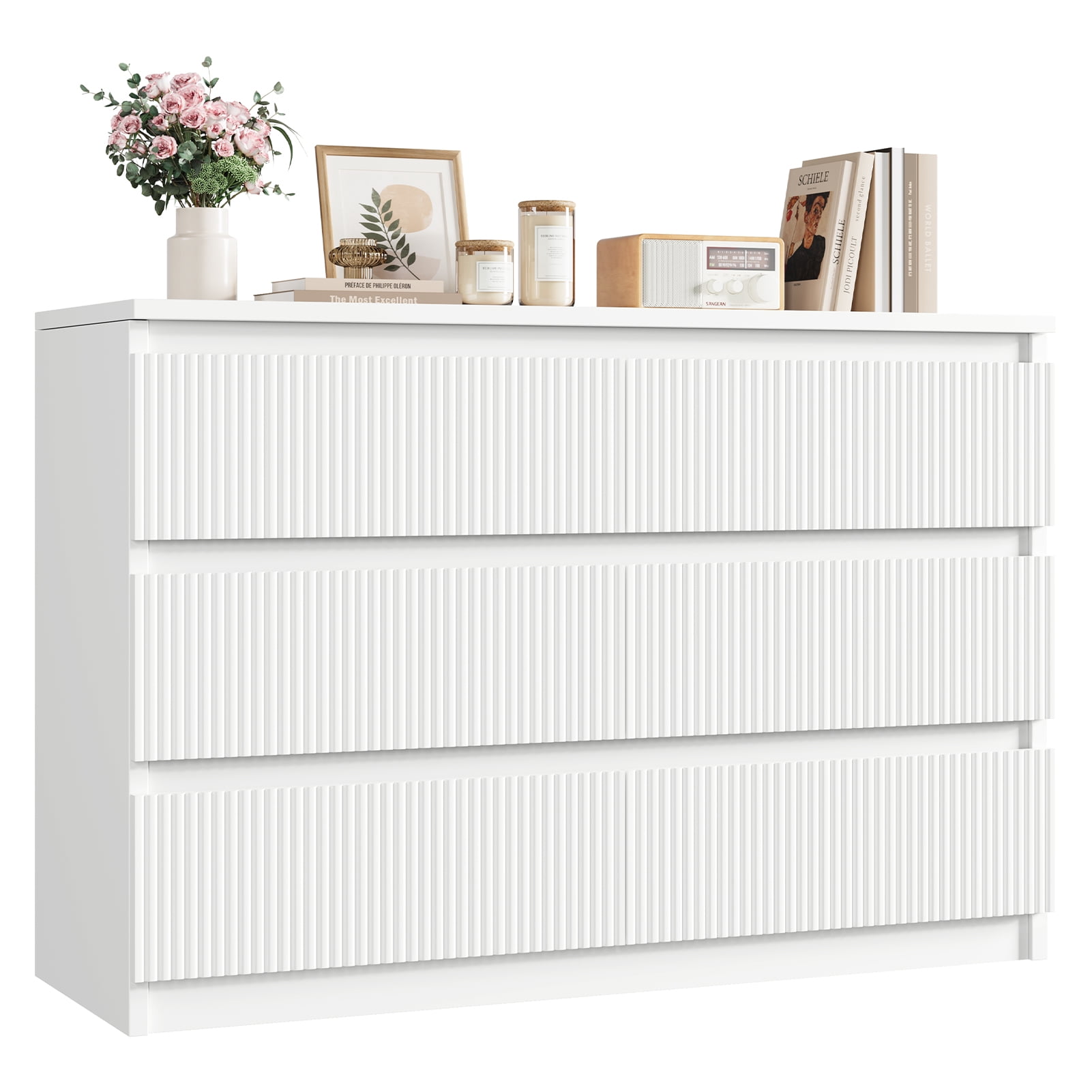 LAFGUR 6 Drawer Double Dresser, Wood Storage Side Cabinet Chest with ...