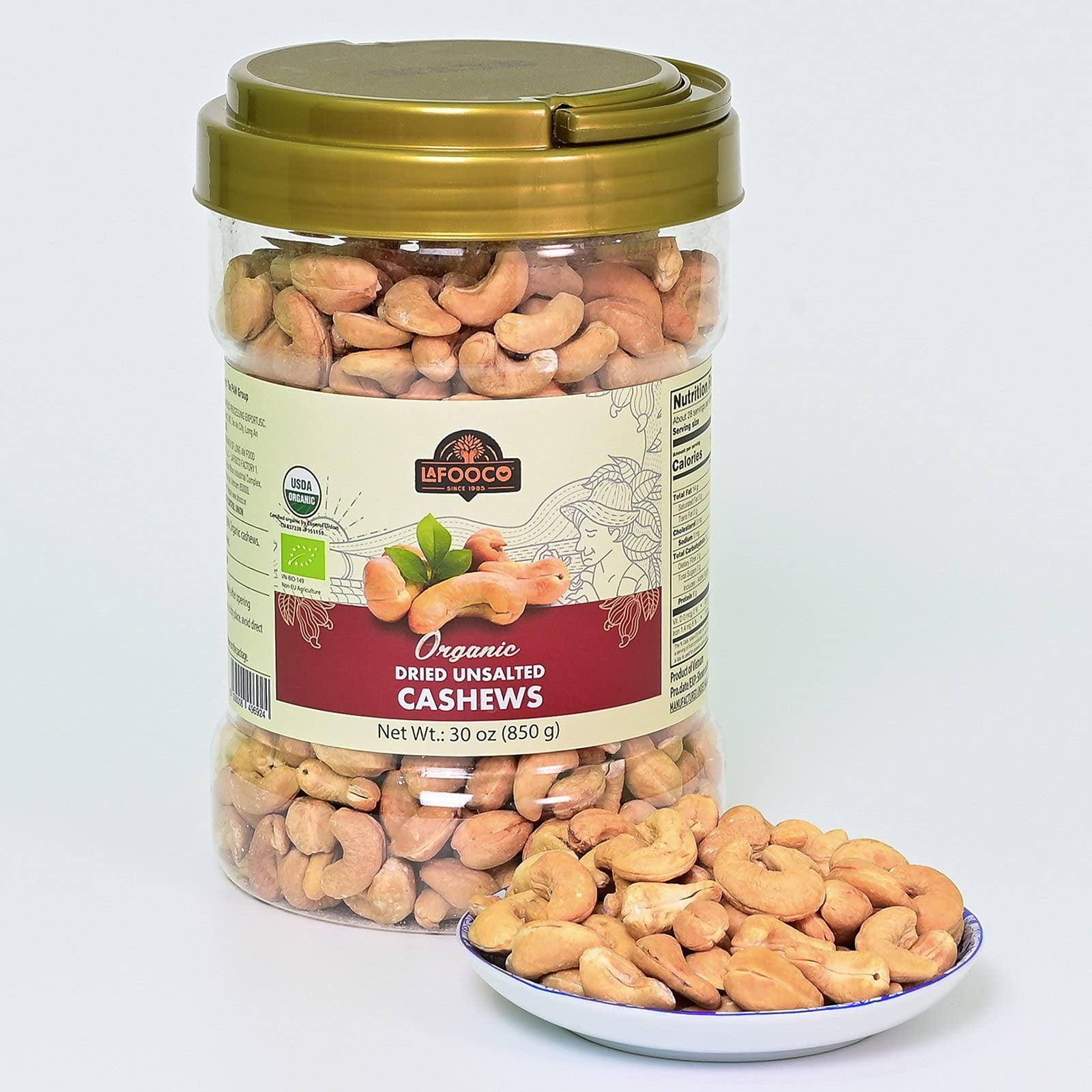 LAFOOCO Organic Dried Unsalted CCF19 Cashews, Roasted Cashews Unsalted ...