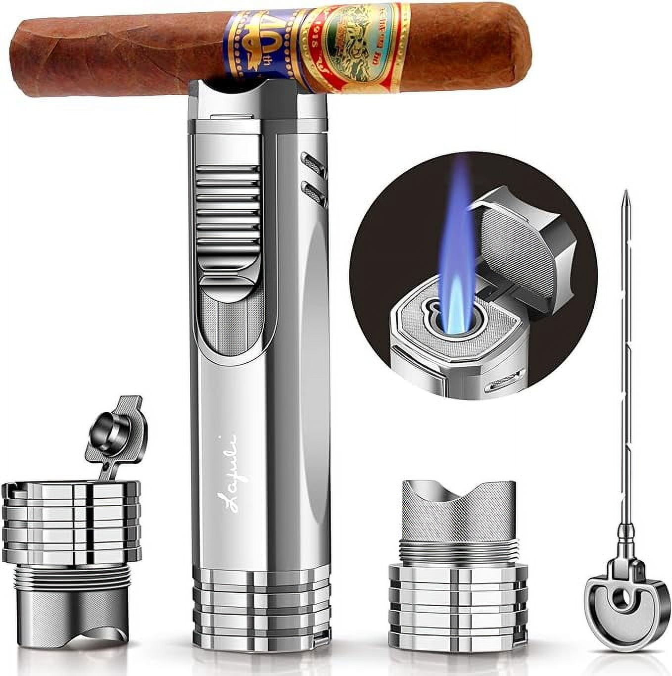 LAFULI Cigar Lighter, Cigar Punch, Cigar Draw Enhancer, Cigar Holder ...