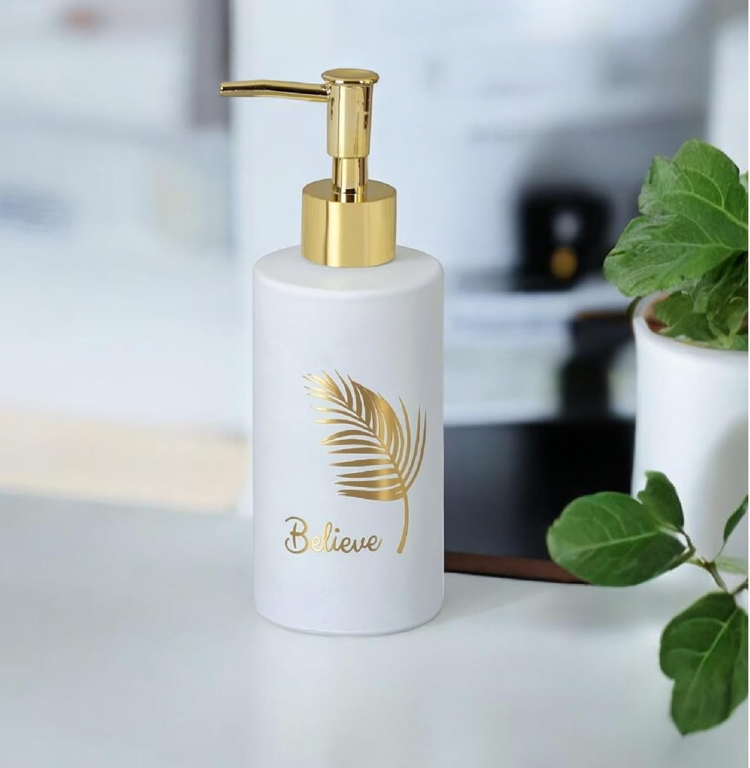 LAGET White Liquid Soap Dispenser Bottel for Bathroom Handwash Soap Dispenser for Kitchen Wash ...
