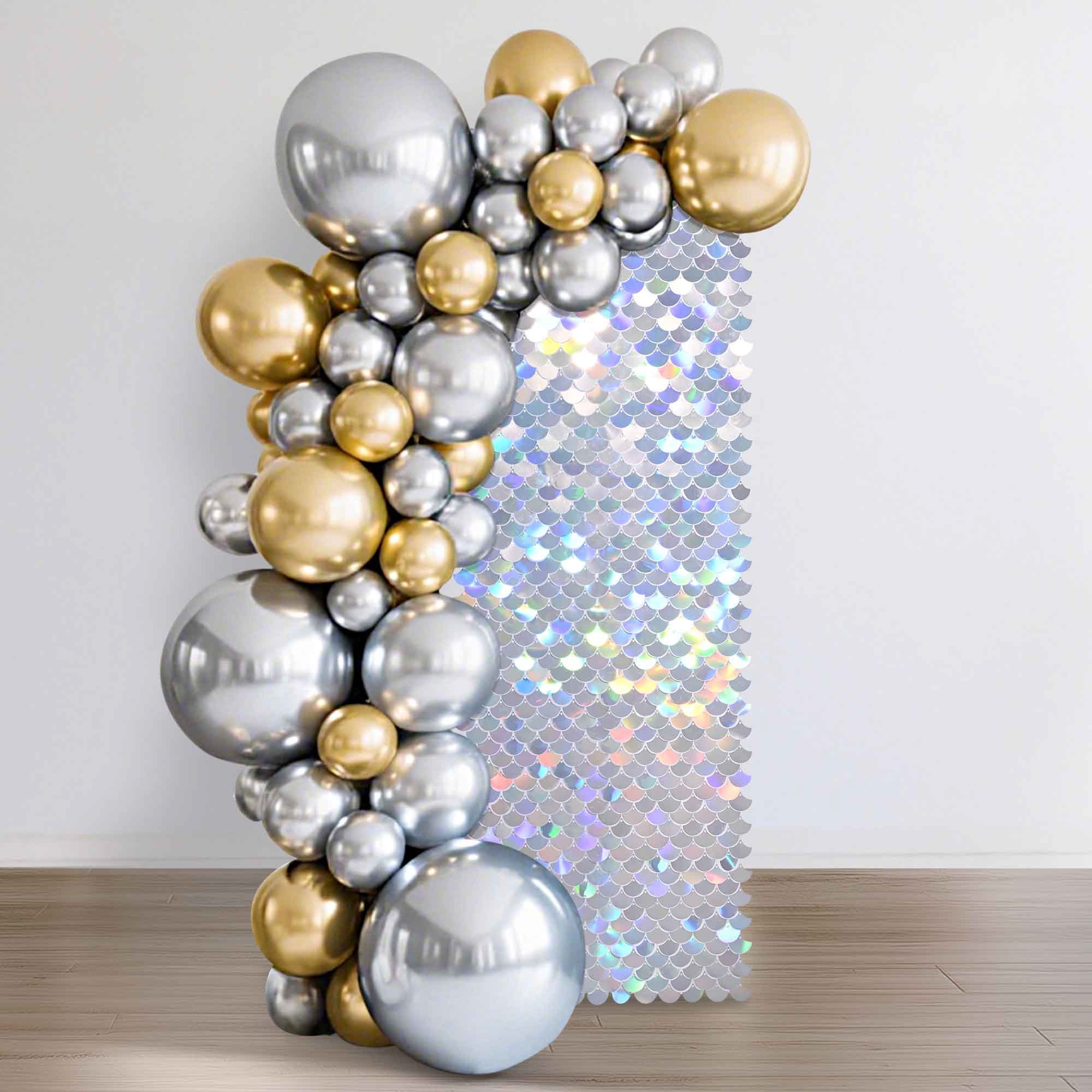 LAGarden 12 Pcs Mermaid Shimmer Wall Backdrop Panel Iridescent Silver ...