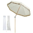 LAGarden 6 Ft Fringe Patio Umbrella with Tassel Jazz Age Wood for ...