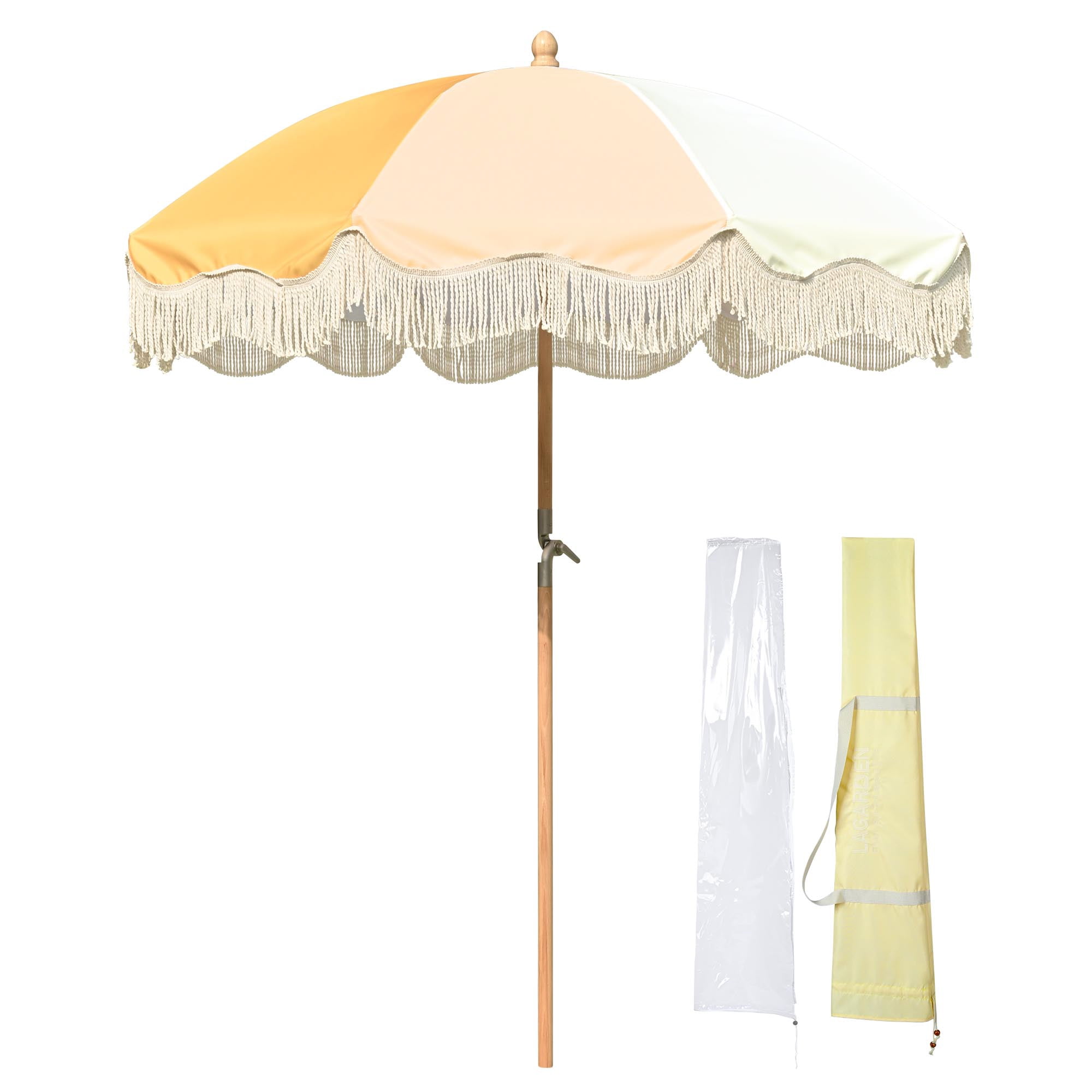 LAGarden 6Ft Fringe Patio Umbrella with Tassels & Carry Bag 50 / 60s ...