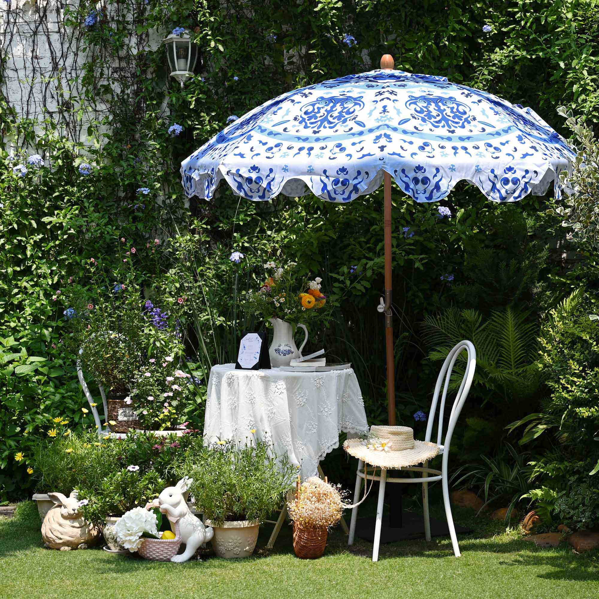 LAGarden Our Beach Portable Umbrella for Sand Beech Wood Pole Carry Bag ...