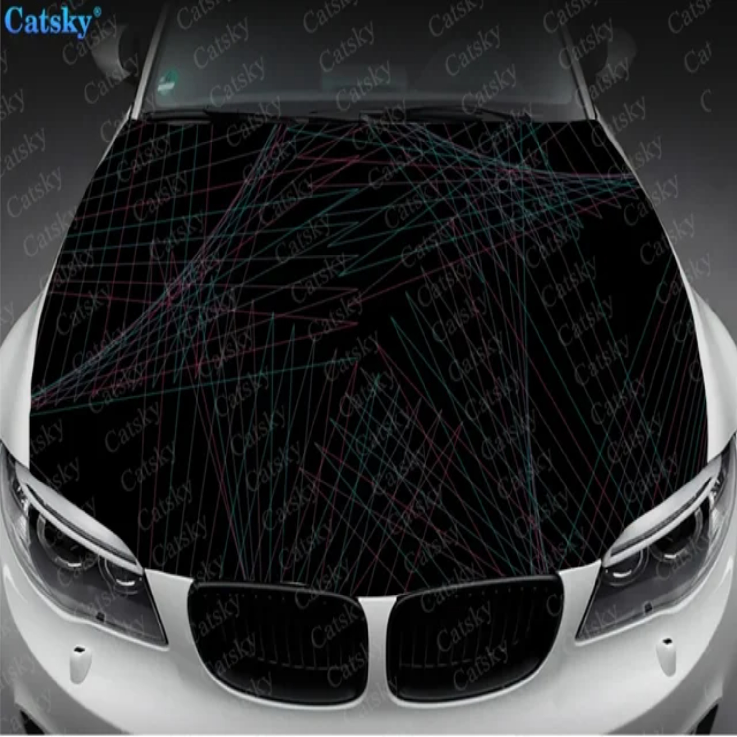 LAHABO Abstract Gradient Guillochis Design Car Hood Vinyl Stickers Wrap ...