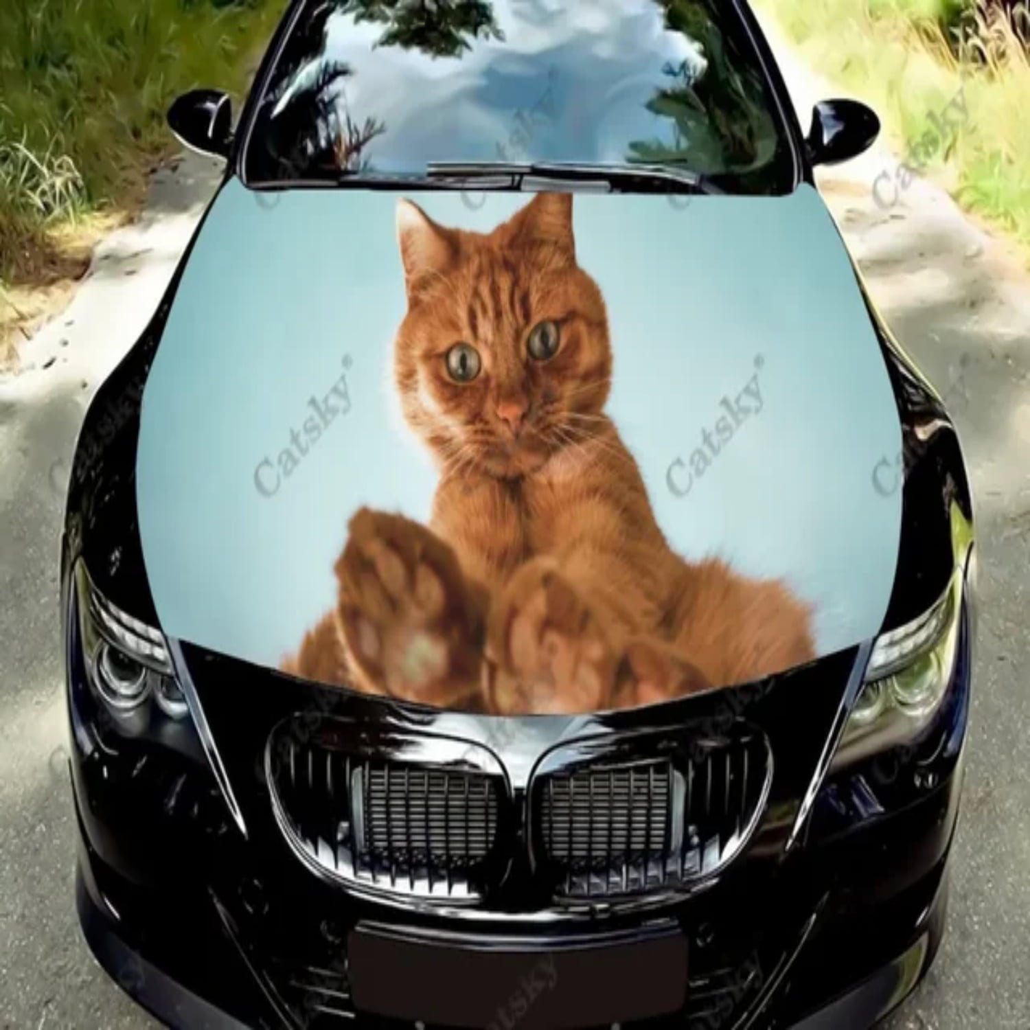 LAHABO Animal - Cat Funny Cute Car Hood Vinyl Stickers Wrap Vinyl Film ...