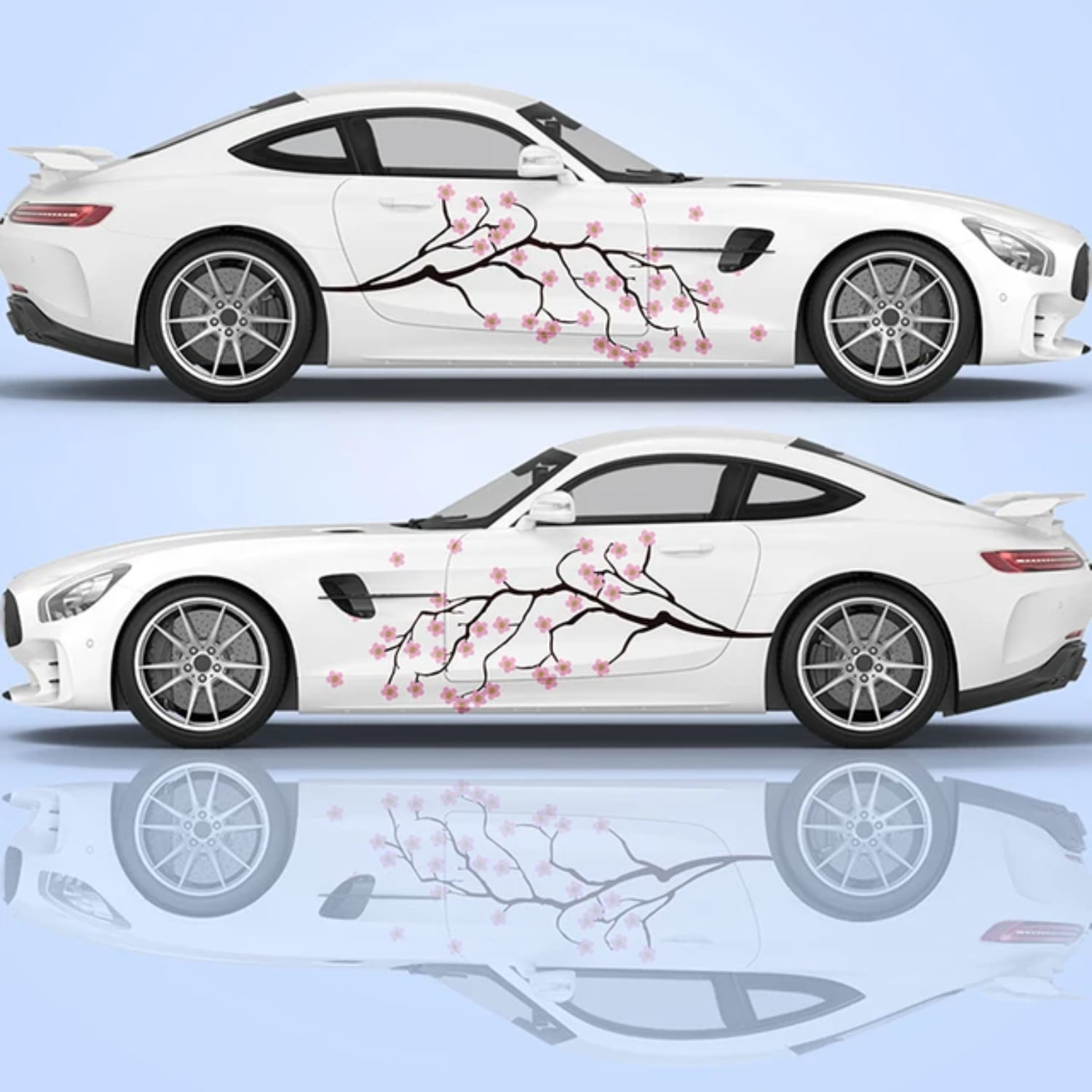 LAHABO Cherry Blossom Pink Car Wrap Sticker Flower GM Wrap High Quality ...