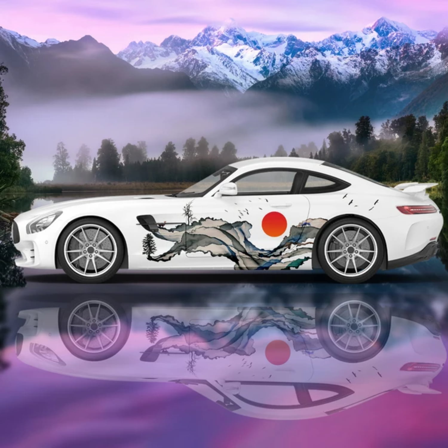 LAHABO Custom Flower Bird Racing Car Graphic Decal Full Body Vinyl Wrap ...