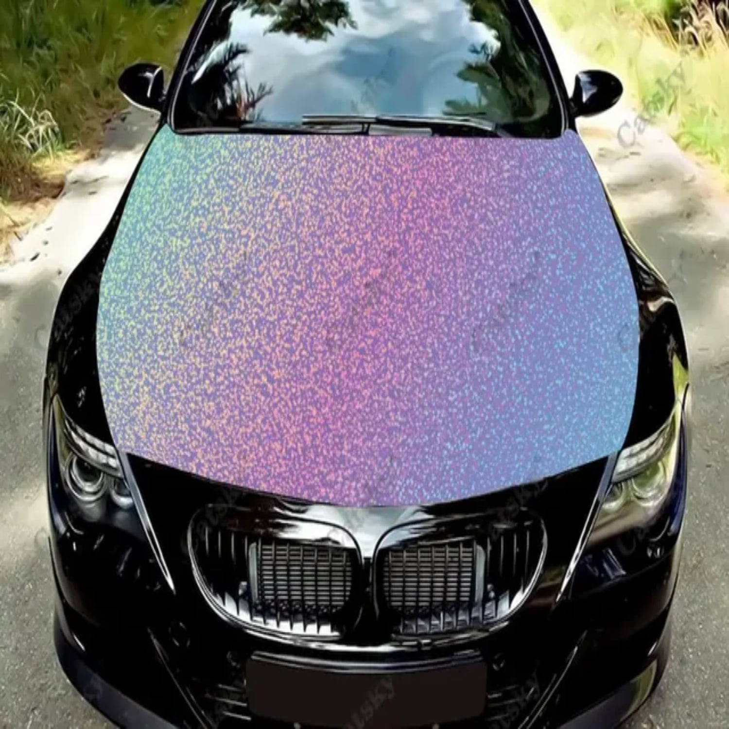 LAHABO Holographic Rainbow Colors Car Hood Vinyl Stickers Wrap Vinyl ...