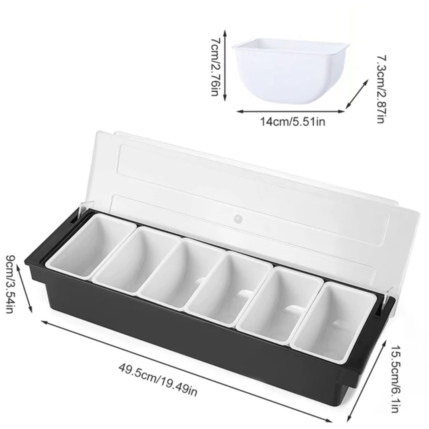 LAHABO Ice Cooled 6 Compartment Seasoning Case for Drinks Fruits Snacks ...