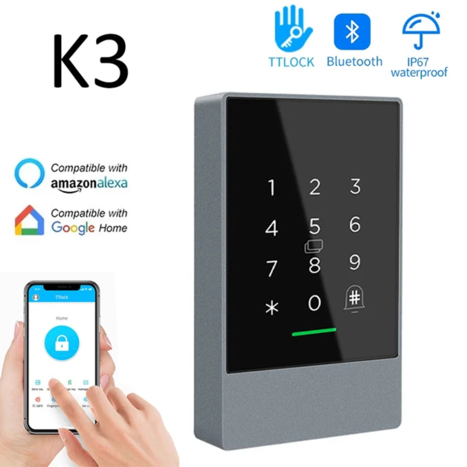 LAHABO Innovative High-Tech Secure and Convenient TTLOCK K3F Smart Bluetooth NFC Fingerprint ...