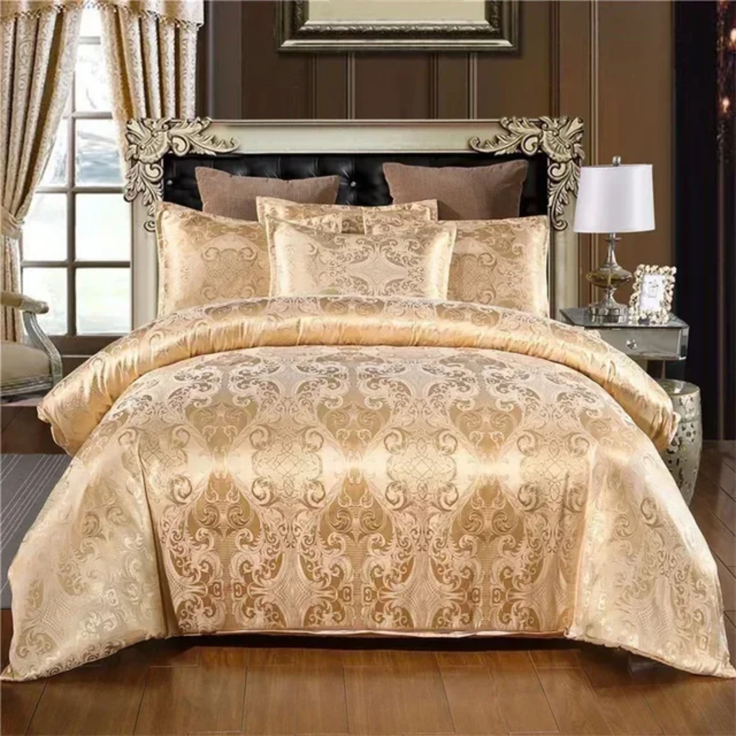 LAHABO Luxurious European Wedding Bedding Set Queen Size High End Satin ...