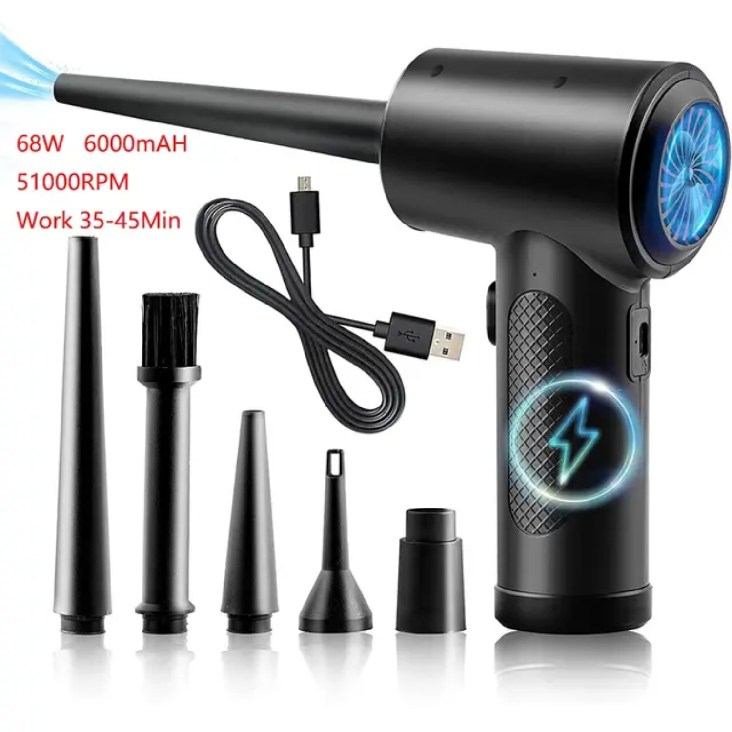 LAHABO Rechargeable Air Cleaner 68W/100W Compression Blower 51000 RPM ...