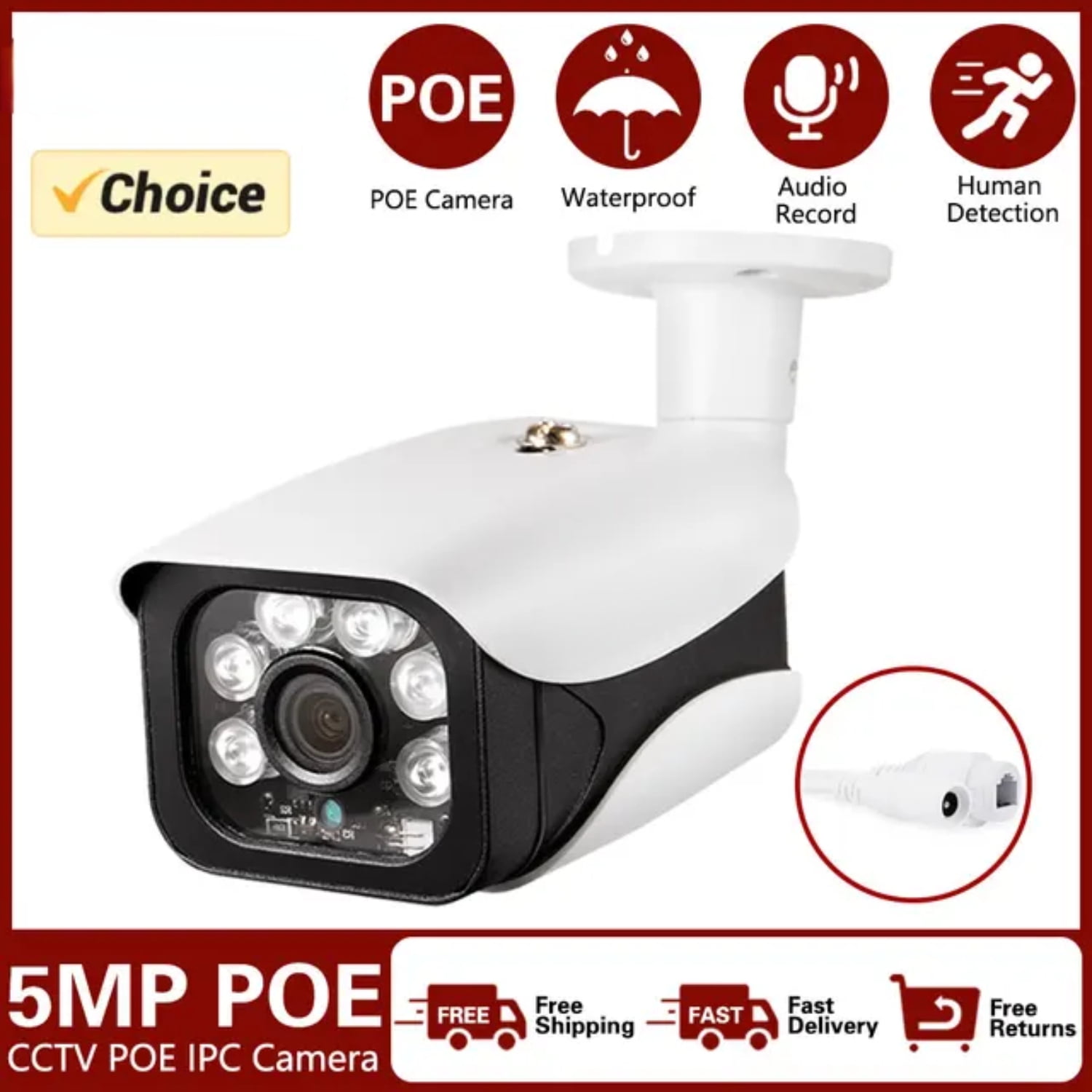 LAHABO Rj45 Poe IP Camera 8MP 4K 5MP Outdoor Waterproof Security ...
