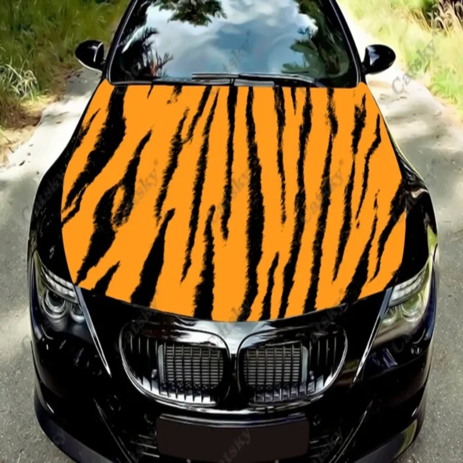 LAHABO Tiger Texture Pattern Car Hood Vinyl Stickers Wrap Vinyl Film ...