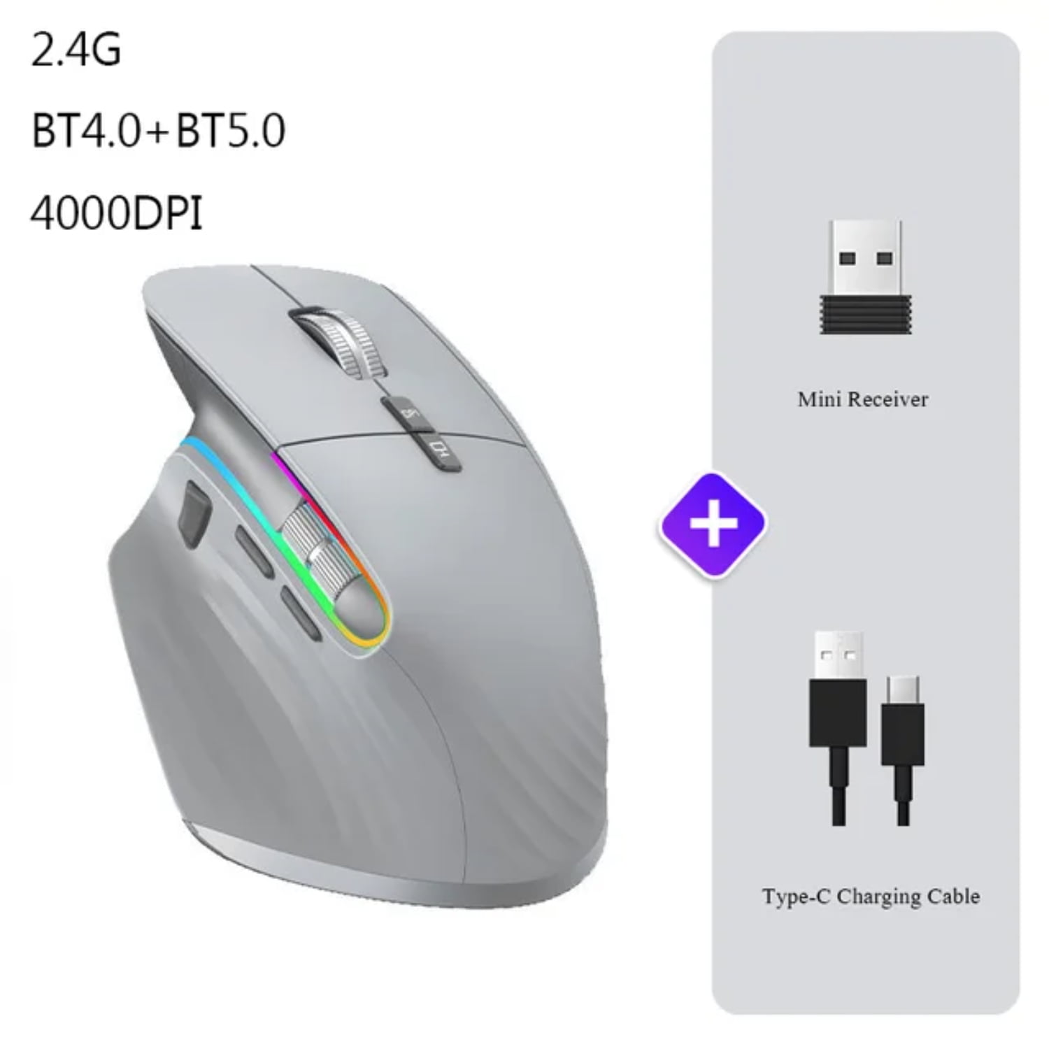LAHABO Wireless Mouse Bluetooth+2.4G Tri- Mouse Mute Mice Ergonomic ...