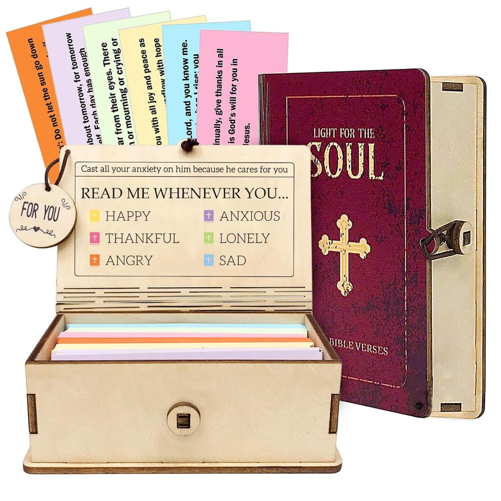 LAIQIEN Handcrafted Wooden Note Card Holder Desk Tray Handmade Bible ...