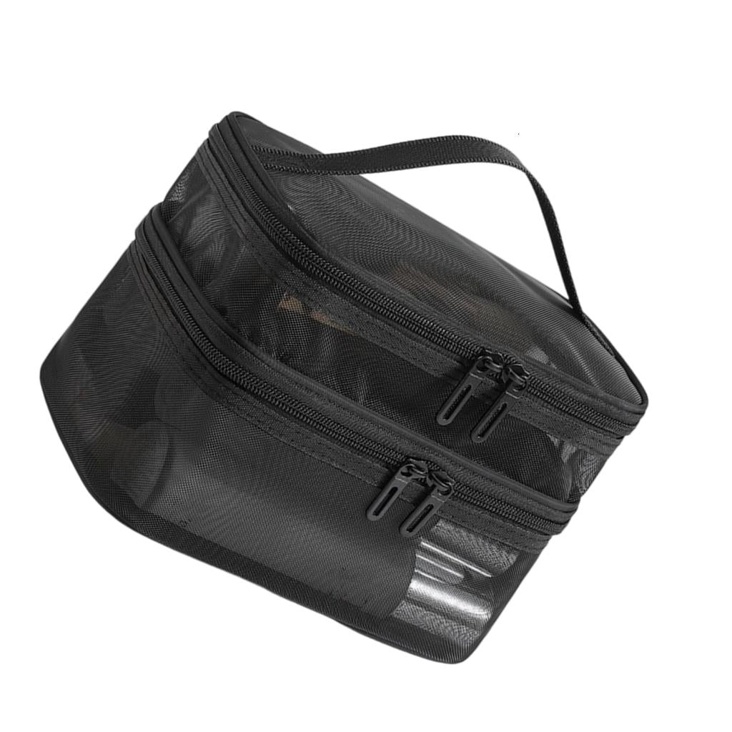 LAIQIEN Nylon Mesh Cosmetic Organizers Double Layer Design Spacious ...