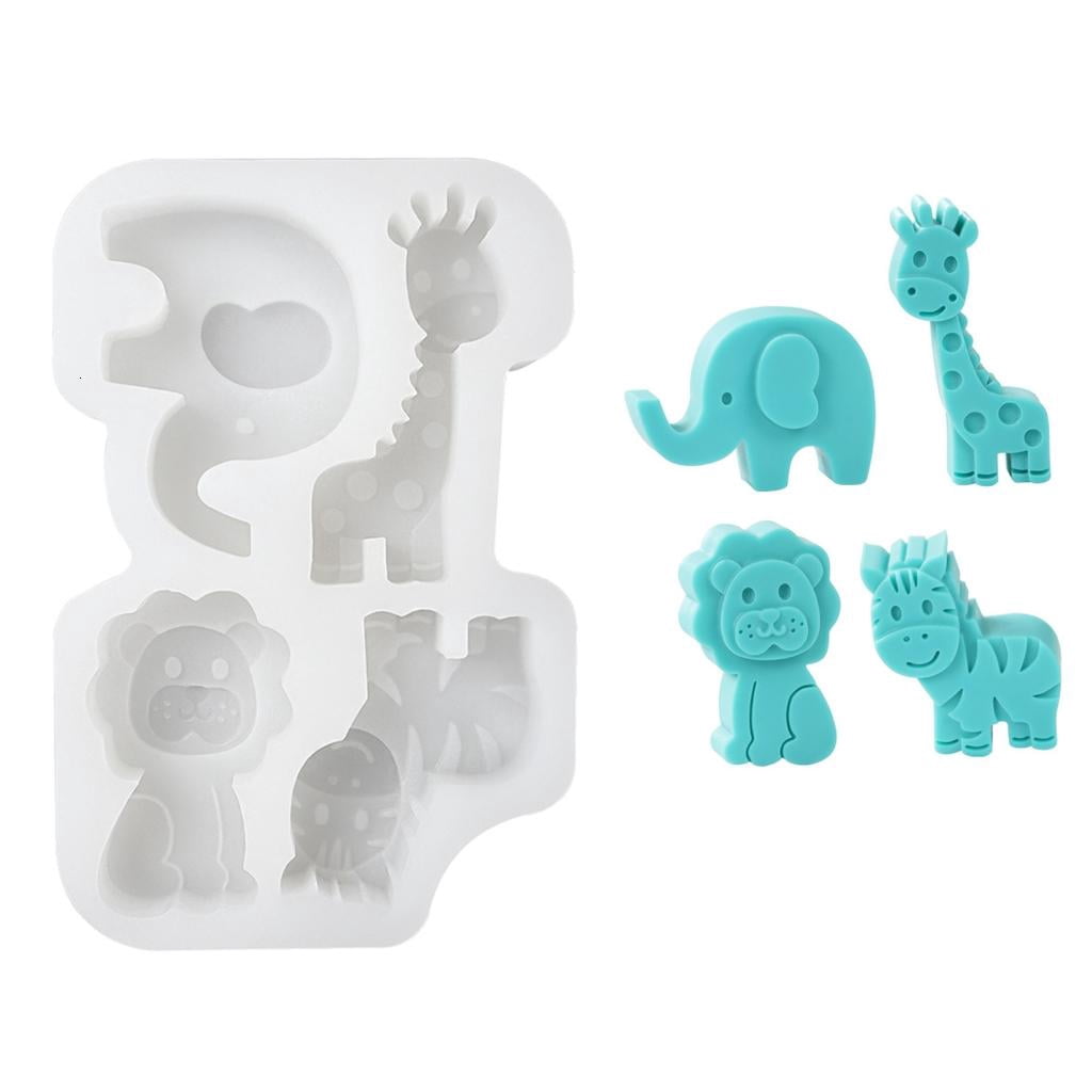 LAIQIEN Safe Silicone Animal Mould Silicone Animal Cake Molds 4 Cavity ...