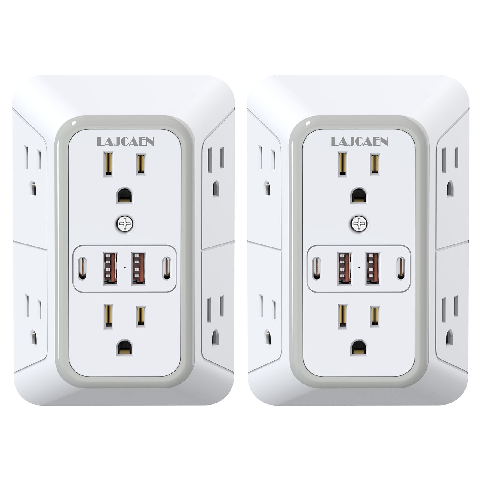 LAJCAEN 6 Outlet Extender Multi Plug Wall Outlets with 4 USB Charging ...