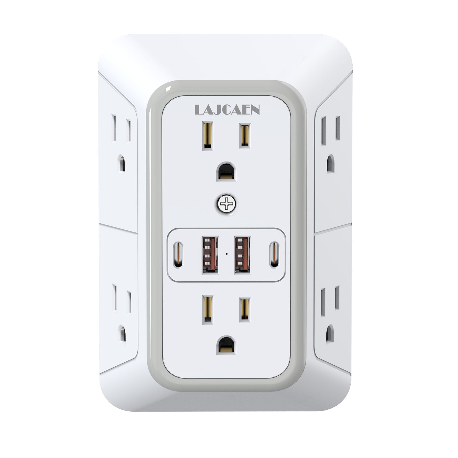 LAJCAEN 6 Outlet Extender Multi Plug Wall Outlets with 4 USB Charging ...