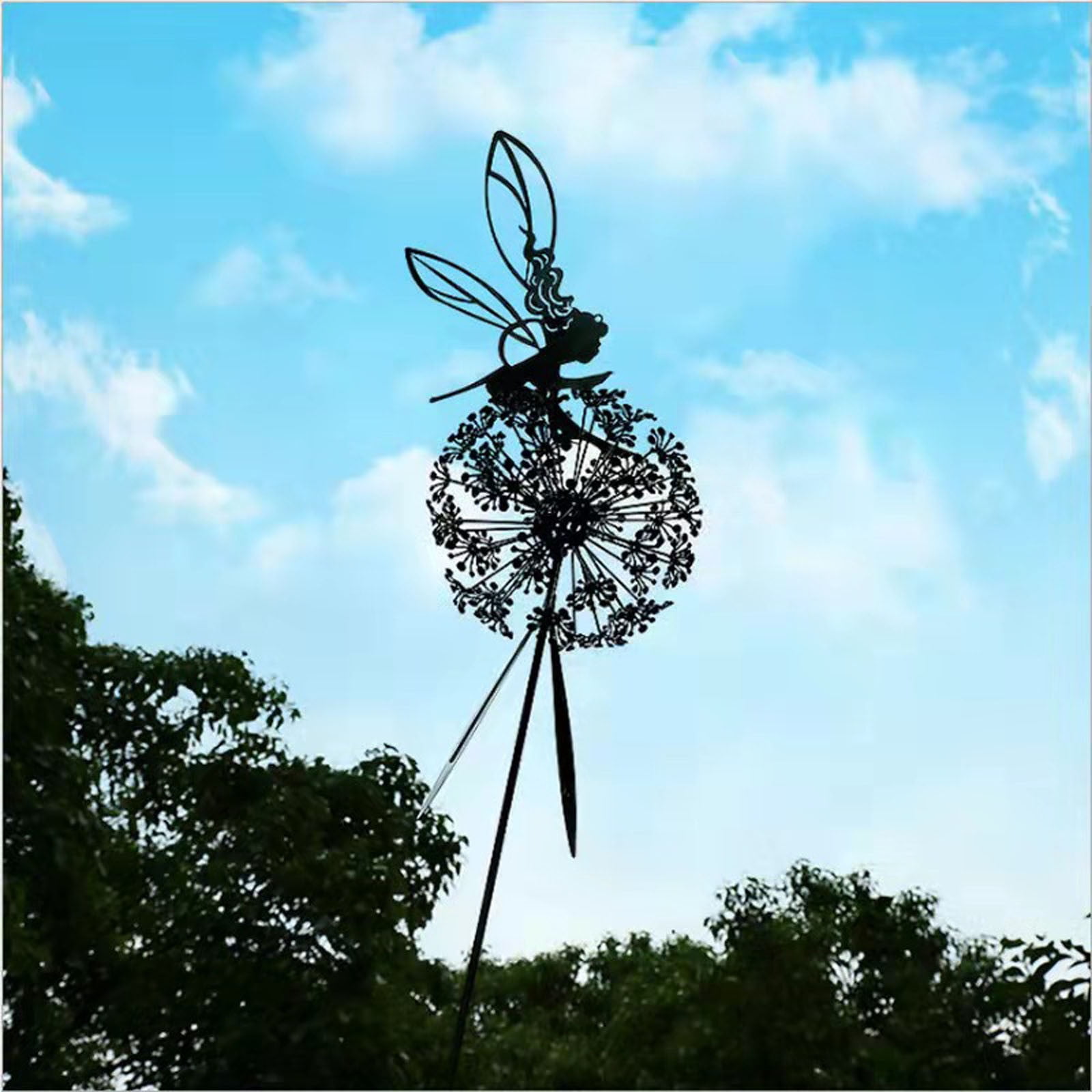 LAJFDIA Fairies Wire Dandelion Stainless Garden Art Sculpture Steel ...