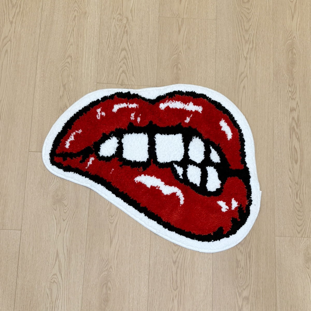 LAKEA Bold Red Lips Tufted Rug Fluffy Anti-Slip Floor Mat for Bedroom ...