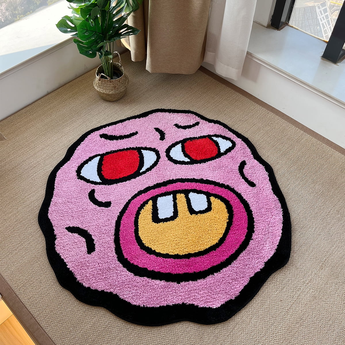 LAKEA Handmade Tufted Carpet Cherry Bomb Rug Pink Room Decor Kawaii Rug ...