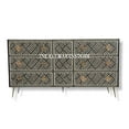 LAKECITY ARTS Bone Inlay Optical Design 9 Drawers Chest Black, Bone ...