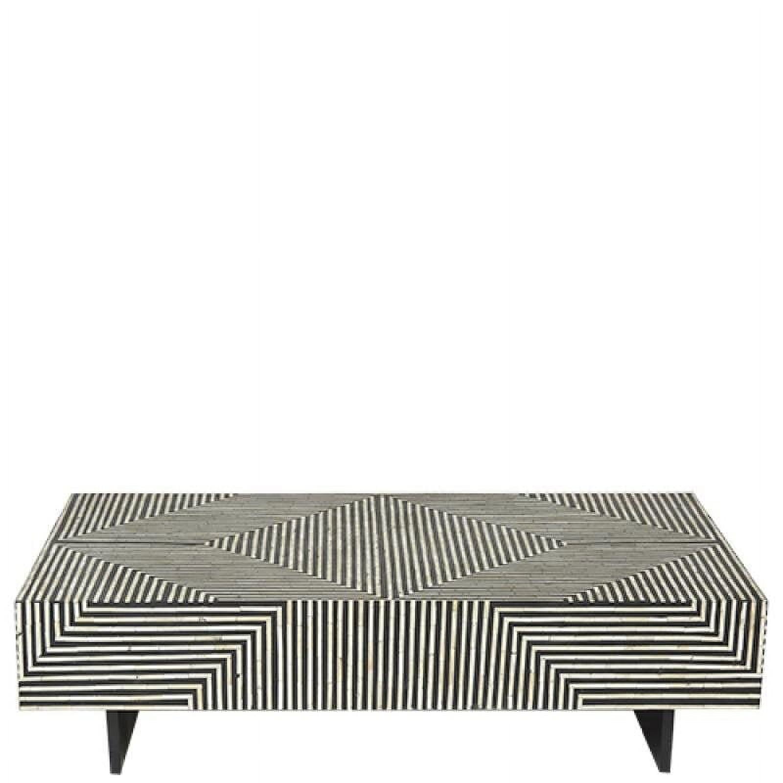 LAKECITY ARTS Bone Inlay Stripe Design Coffee Table Black, Bone Inlay ...