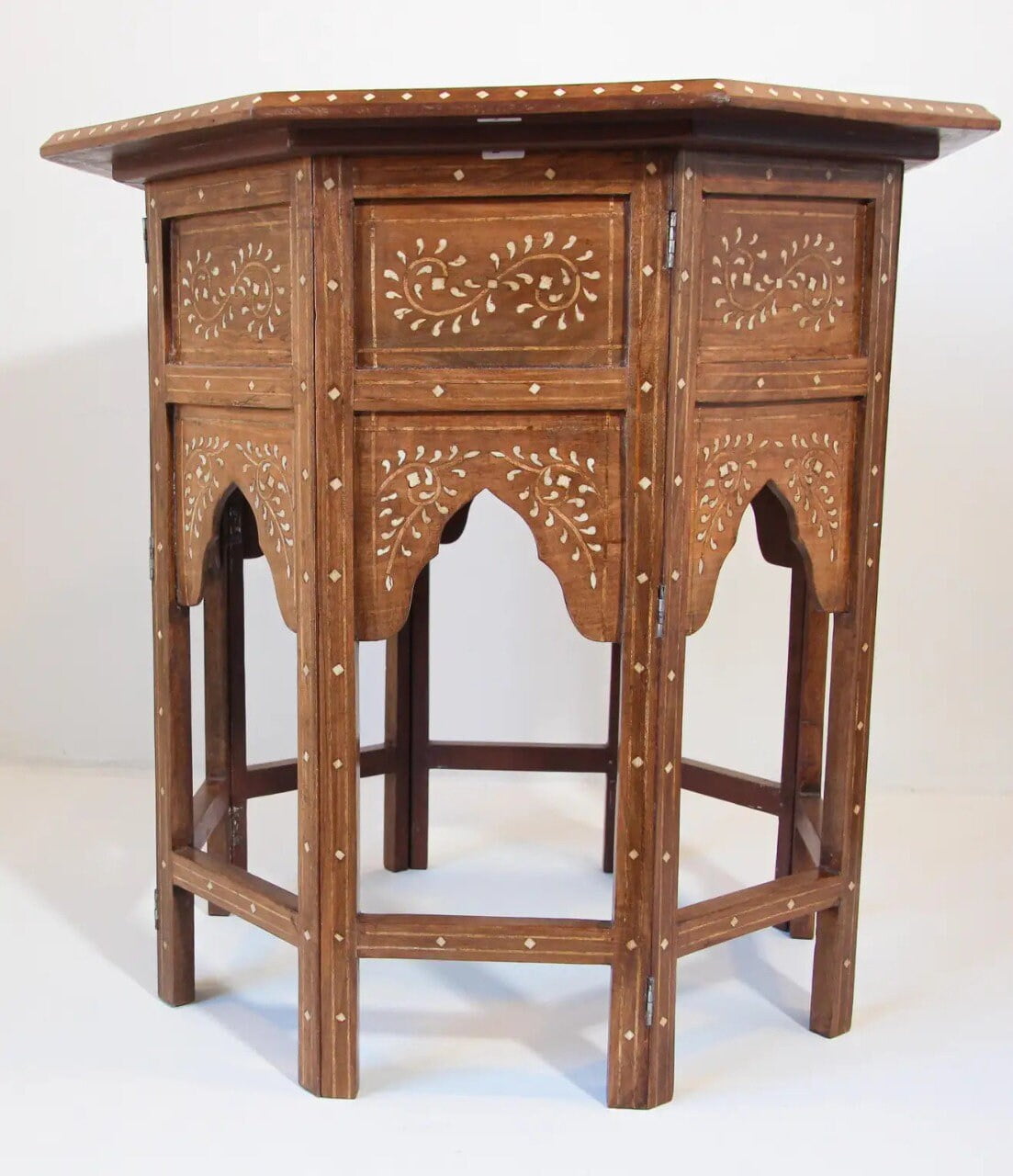 LAKECITY ARTS Handmade Indian Octagonal Mughal Moorish Table Bone Inlay ...
