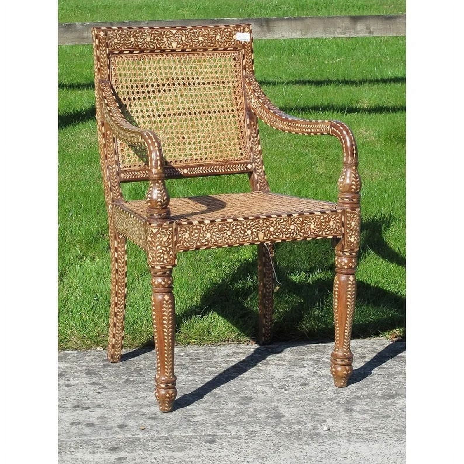 LAKECITY ARTS Teakwood Bone Inlaid Chair with Arms, Bone inlaid chair ...
